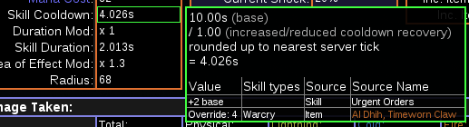 Al Dhih, Timeworn Claw Cooldown Override · Issue #4670 · PathOfBuildingCommunity/PathOfBuilding ...