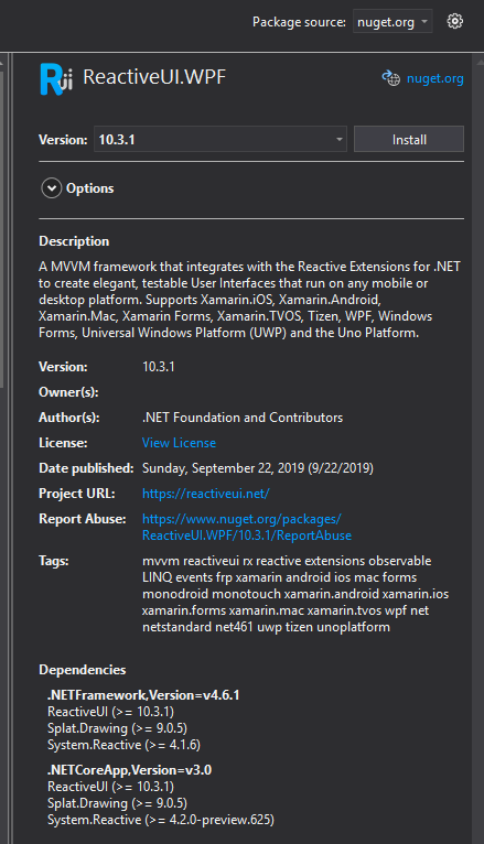 Different NuGet info for each package · Issue #2182 · reactiveui/ReactiveUI · GitHub
