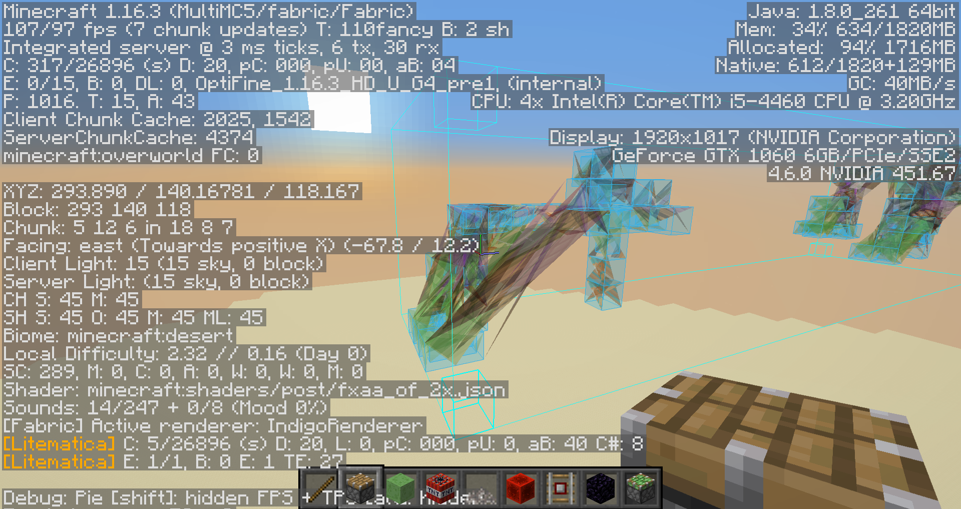 [Bug] Opfine 1.16.3 G3 & G4 pre1 + Optifabric and Litematic render ...