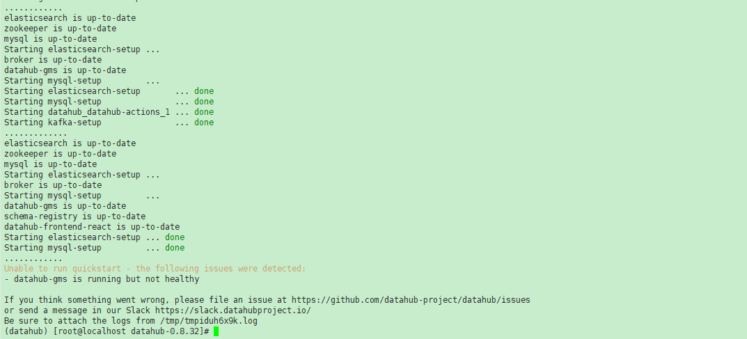 Unable To Run Quickstart Datahub Gms Is Running But Not Healthy · Issue 4606 · Datahub Project 8879