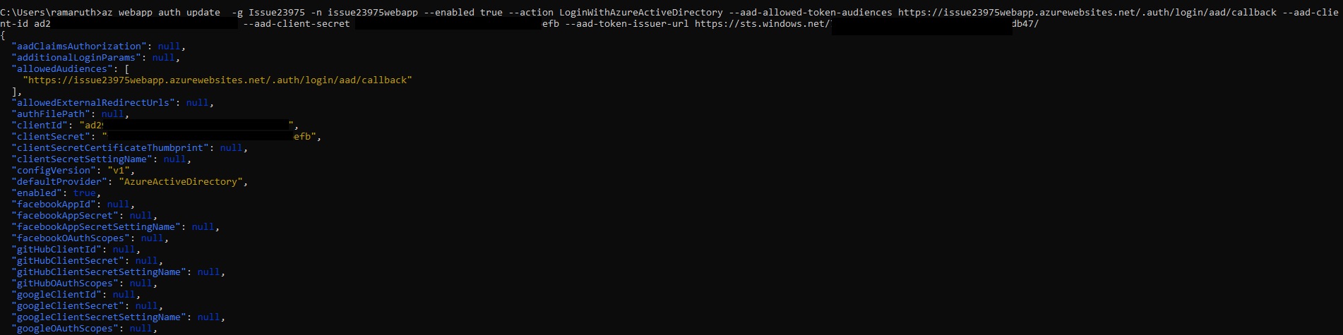 Az Webapp Auth Update Action · Issue 23975 · Azureazure Cli · Github 5162