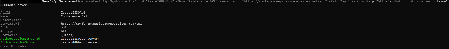 Import-AzApiManagementApi: AuthorizationServerId is reset when importing an API. · Issue #18880 ...