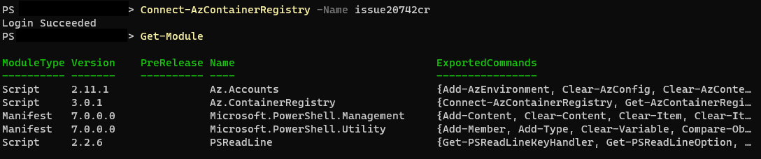 Connect-AzContainerRegistry issue: given key not present in dictionary · Issue #20742 · Azure ...