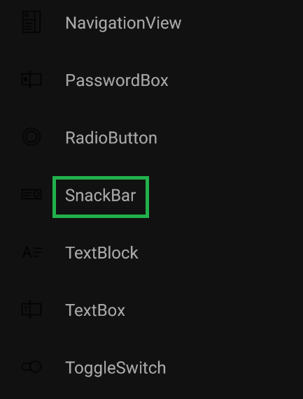 [All][SnackBar] SnackBar control is not present in NavigationView · Issue #306 · unoplatform/Uno ...