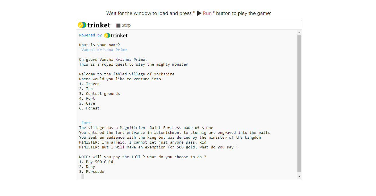 GitHub Vamshi krishna prime python text game A Text Based Game Built 