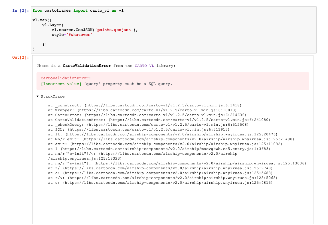 Review error message style · Issue #633 · CartoDB/cartoframes · GitHub