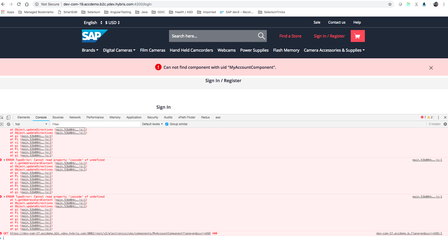 Console Errors After Refresh On Checkout Address Form Page Spa 1285 · Issue 48 · Sap