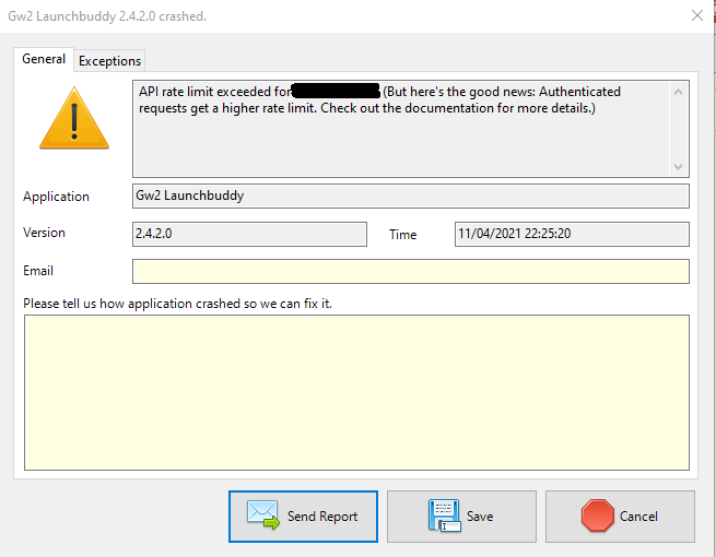 API limited exceeded · Issue #272 · TheCheatsrichter/Gw2_Launchbuddy · GitHub