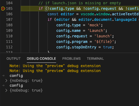 DebugConfiguration.noDebug is sticky · Issue #99576 · microsoft/vscode · GitHub