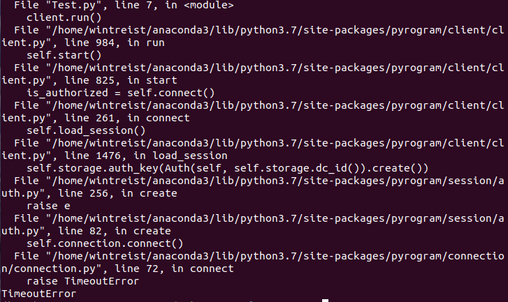 Timed out and connection failed · Issue #390 · pyrogram/pyrogram · GitHub