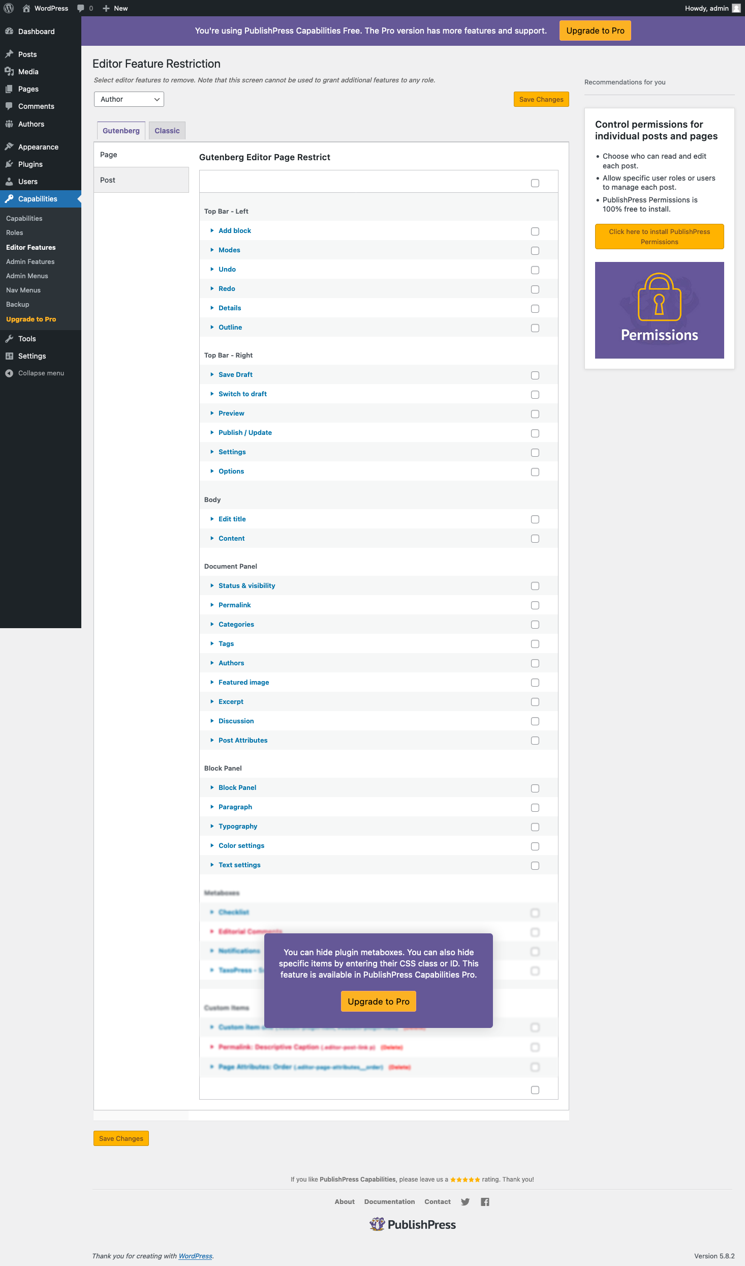 Try vertical tabs similar to the "Capabilities" tab · Issue #257 · publishpress/PublishPress ...