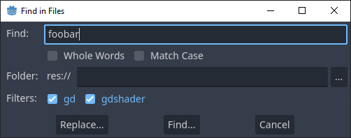 Improvements To Find In Files Dialog · Godotengine Godot Proposals · Discussion 5492 · Github