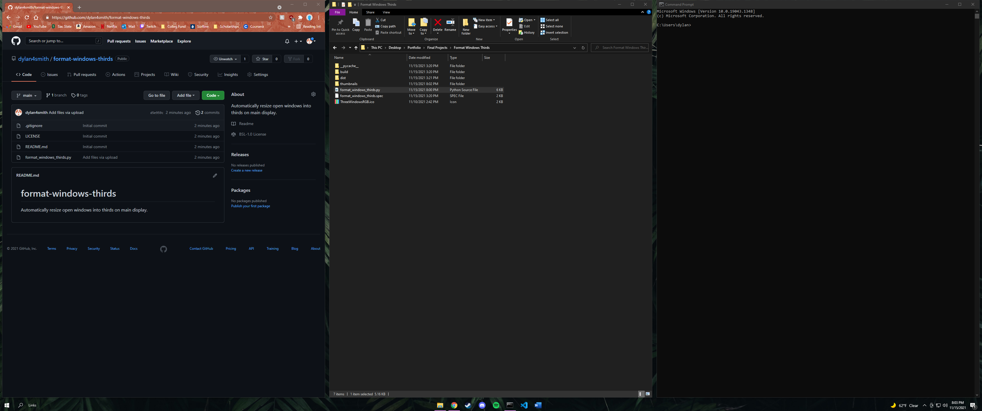 GitHub - dylan4smith/format-windows-thirds: Automatically resize open windows into thirds on ...