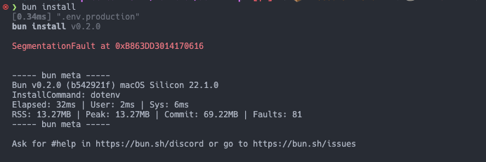 macOS Silicon 22.1.0 install packages failed · Issue #1407 · oven-sh/bun · GitHub