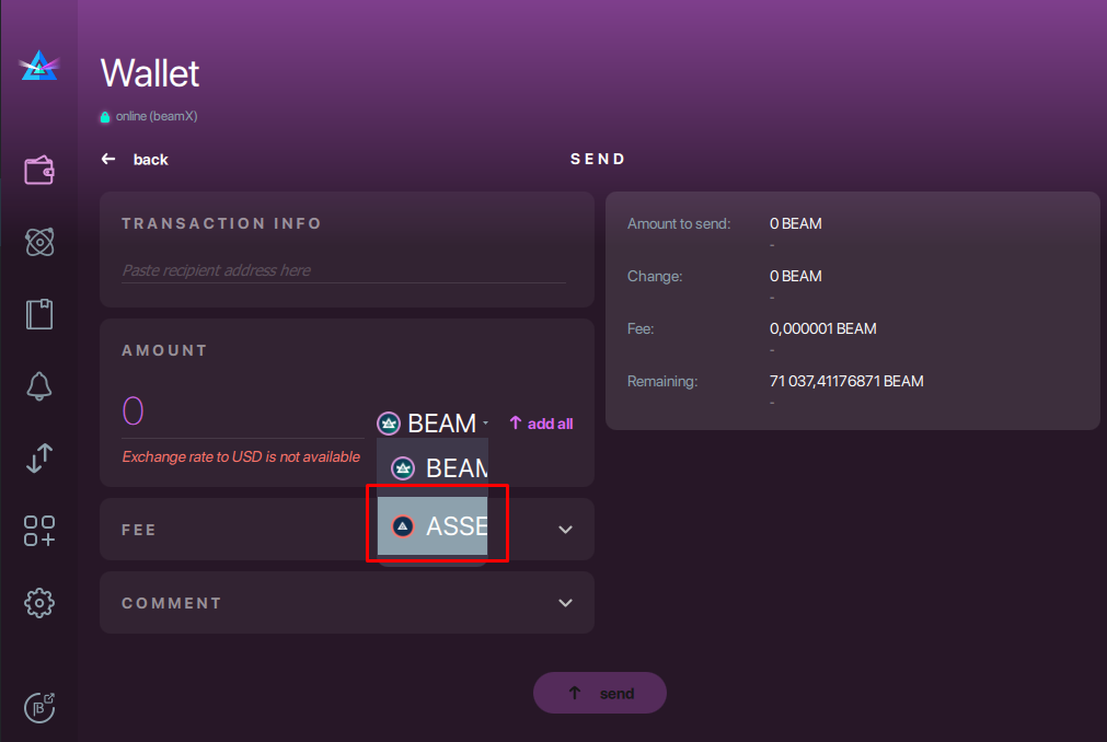 Asset names are not fully visible on the send screen · Issue #331 · BeamMW/beam-ui · GitHub