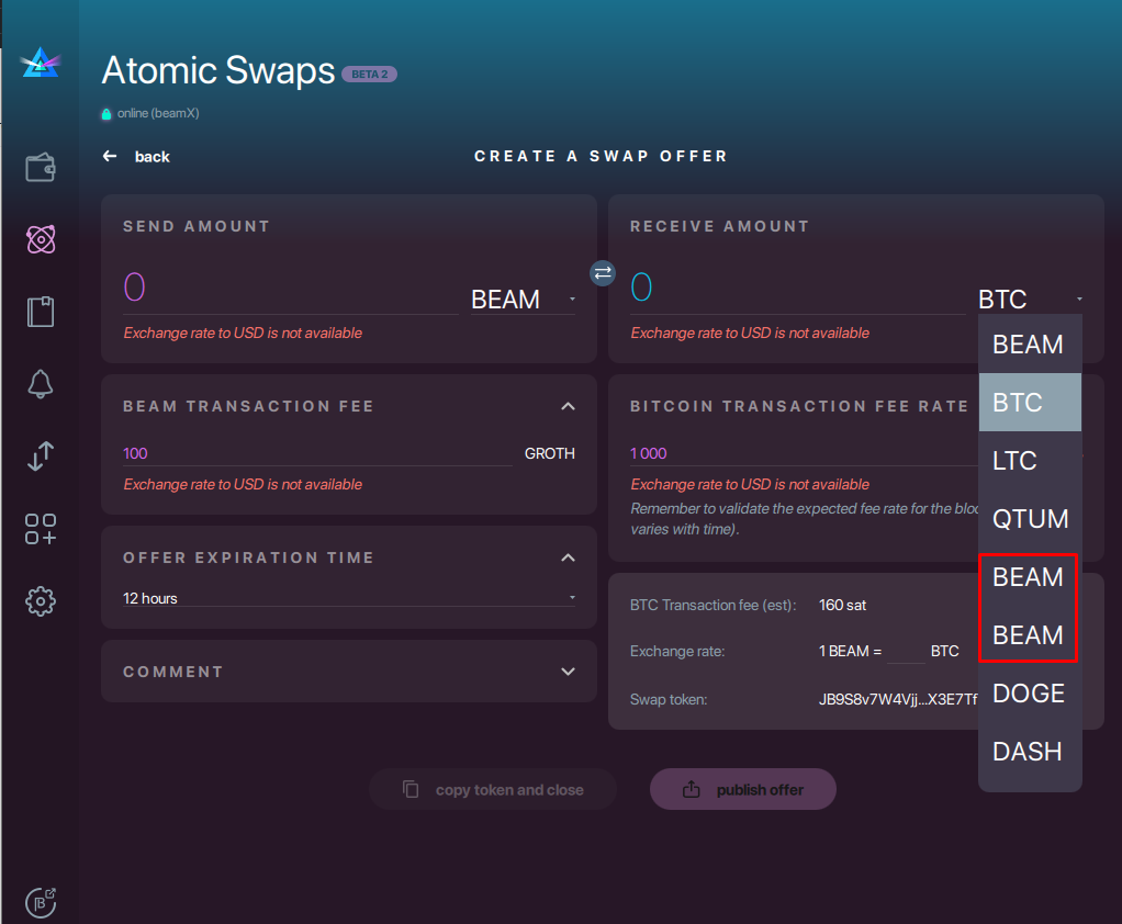 The wallet crashed when select create offer with dash\doge · Issue #369 · BeamMW/beam-ui · GitHub