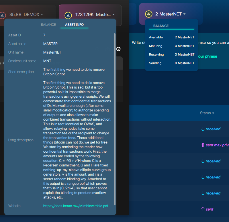 Add asset info · Issue #182 · BeamMW/web-wallet-angular · GitHub