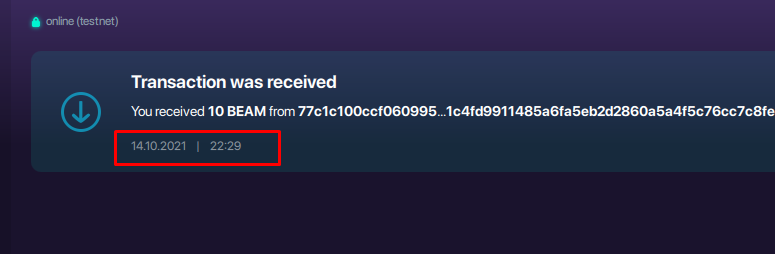 The date in the notification of last year's transaction is displayed as ...