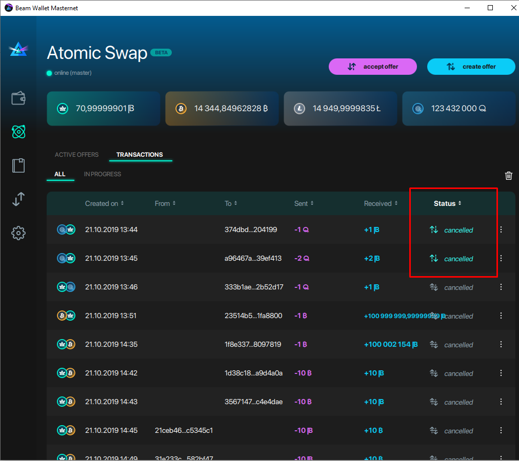 [UI Wallet] Atomic Swap screen: table sorting works incorrectly for several columns · Issue #959 ...