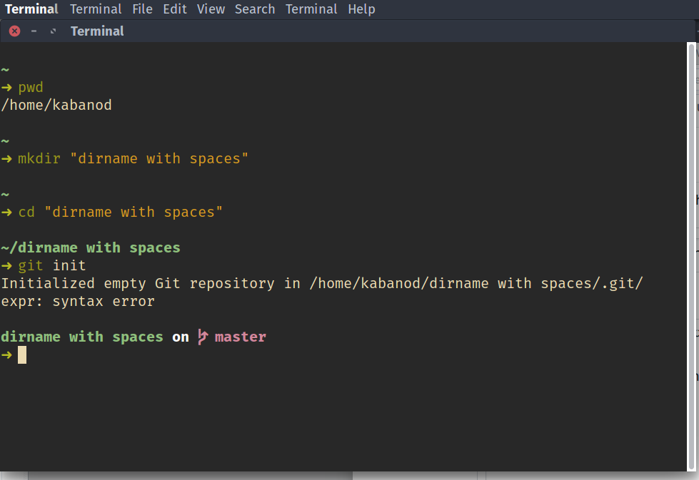 If a working directory contains spaces, then I get `expr: syntax error` · Issue #477 · spaceship ...