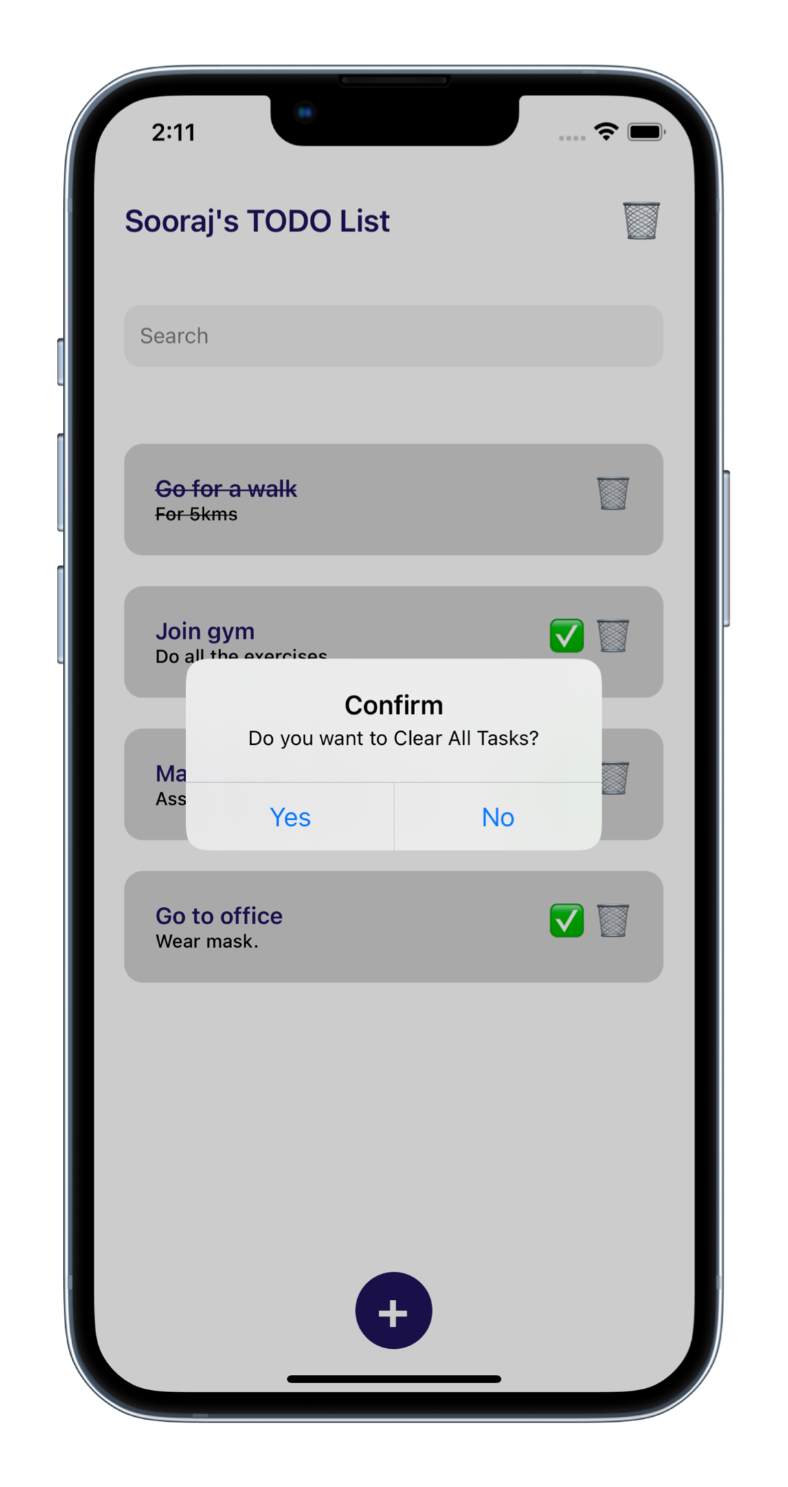 GitHub - soorajkumar1/toDoList: To Do List app using React Native.