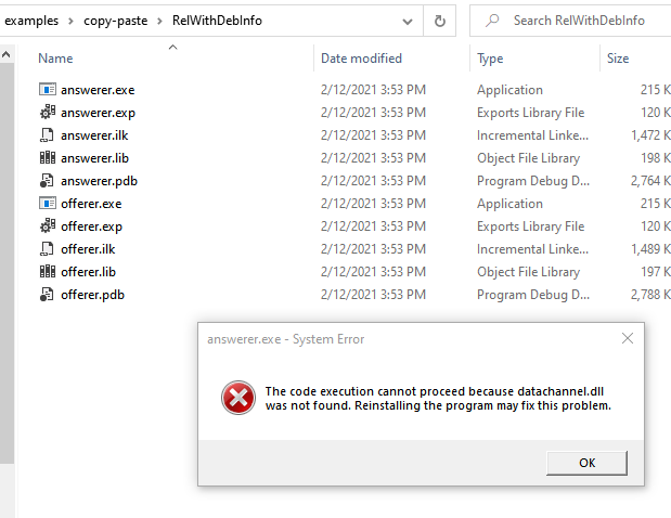 datachannel.dll missing for examples on Windows · Issue #331 · paullouisageneau/libdatachannel ...