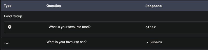 Table view, submission modal doesn't correctly handle select-type questions with `or_other ...