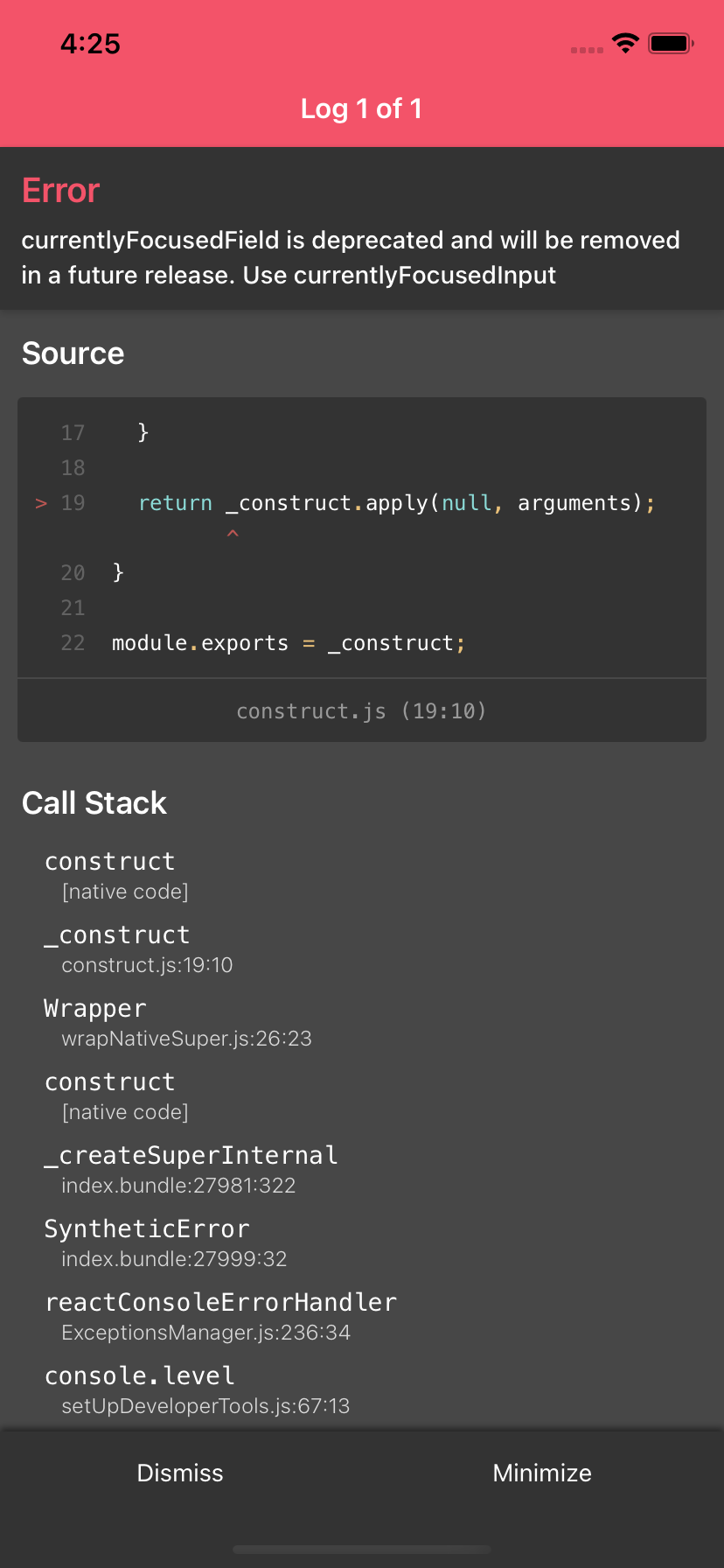 ERROR: currentlyFocusedField is deprecated and will be removed in a future release. · Issue #704 ...