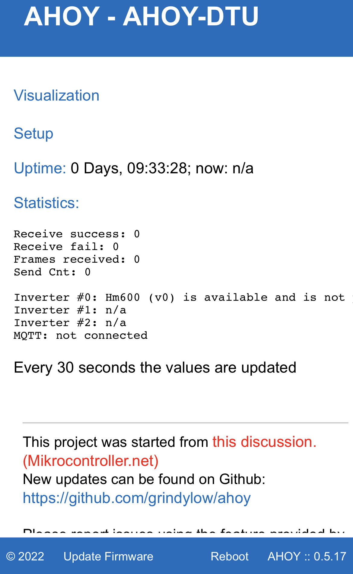 Feature Request: No reception of data, NTP Time missing · Issue #334 · lumapu/ahoy · GitHub
