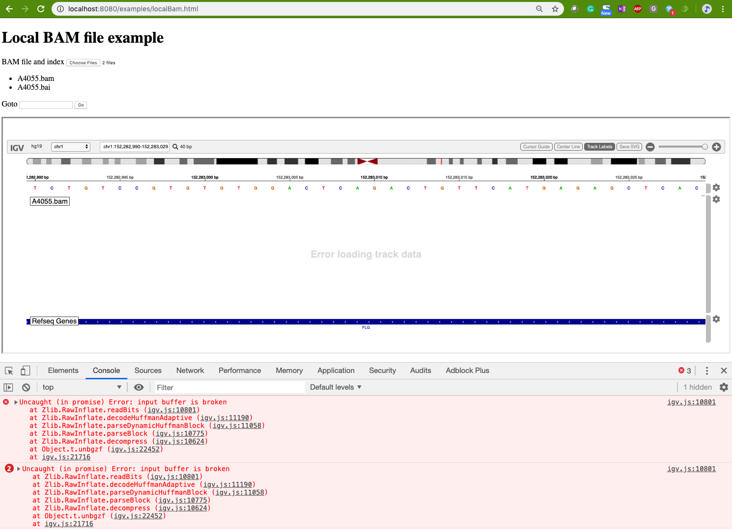 "Error loading track data" for specific sample and region · Issue #895 · igvteam/igv.js · GitHub