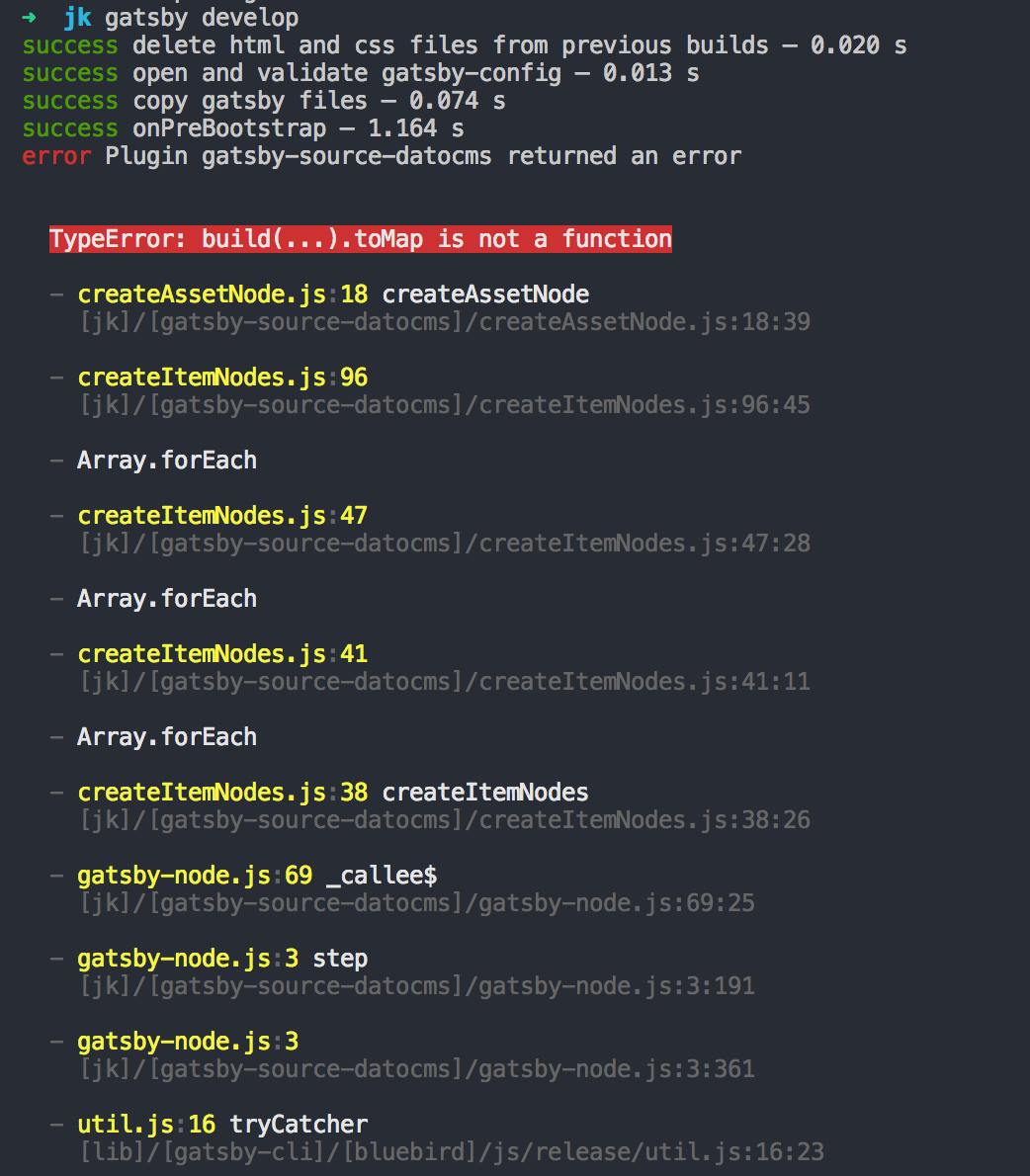 Major Issue Build Tomap Is Not A Function · Issue 15 · Datocms Gatsby Source Datocms · Github