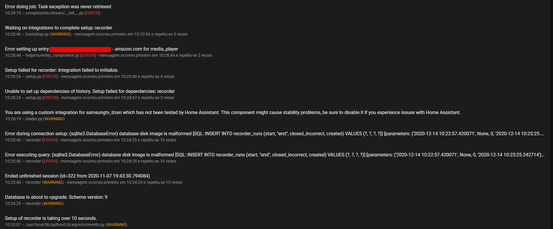 Problem Recorder After Update · Issue 44248 · Home Assistant Core · Github