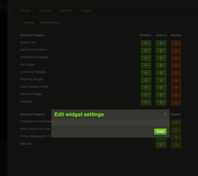 Widget Settings Missing · Issue #282 · j7126/OctoPrint-Dashboard · GitHub