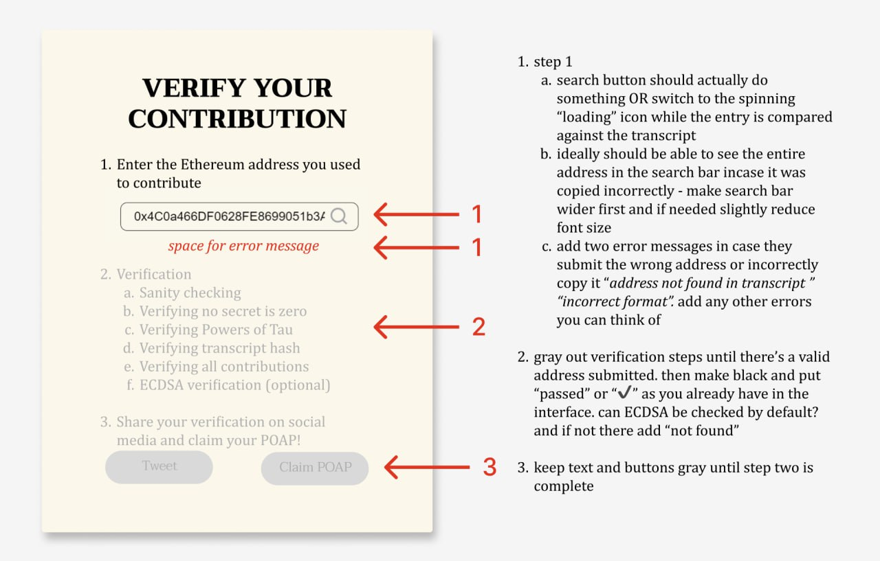 Verification modal - Place address text box at top. Run verify steps after a valid input has ...
