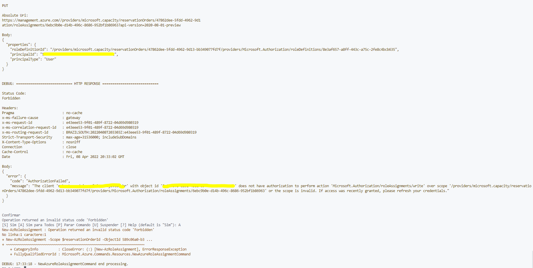 Running New-AzRoleAssignment and granting a user - forbiden · Issue #16807 · Azure/azure ...