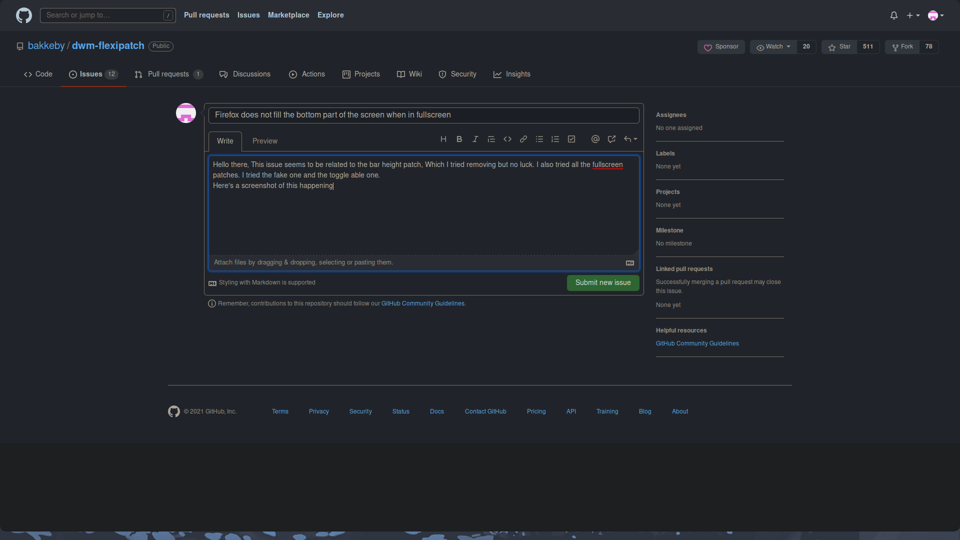 Firefox does not fill the bottom part of the screen when in fullscreen · Issue #200 · bakkeby ...