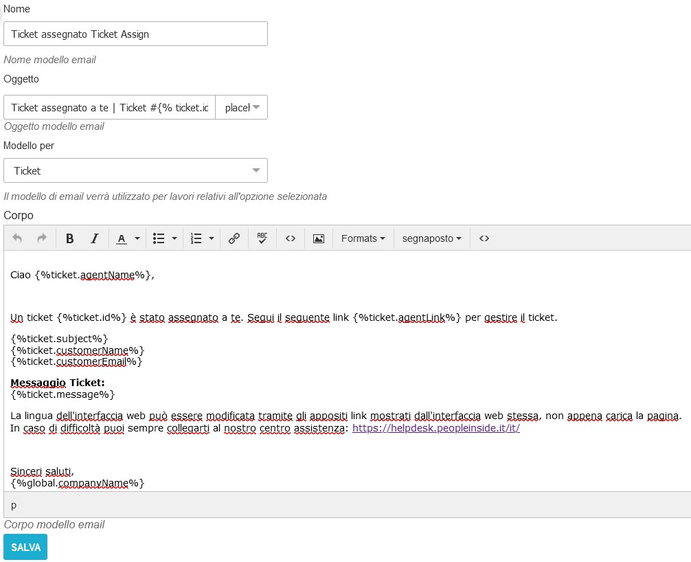 In the ticked assigned email template the tag to include the ticket ...