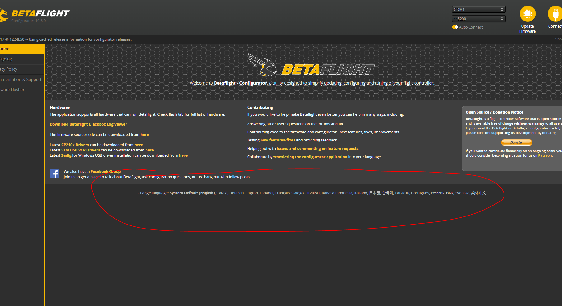 Languages select not available. · Issue #1749 · betaflight/betaflight-configurator · GitHub