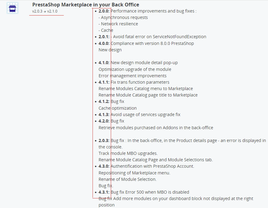 Module update's changelog is out of order · Issue #31581 · PrestaShop/PrestaShop · GitHub