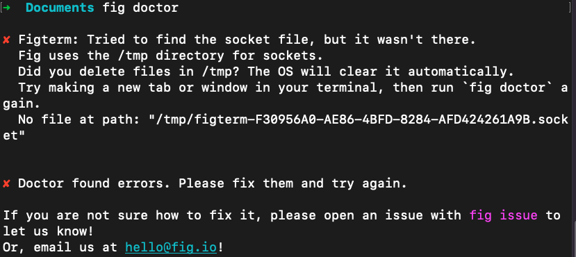 Fig unable to find socket file · Issue #1784 · withfig/fig · GitHub