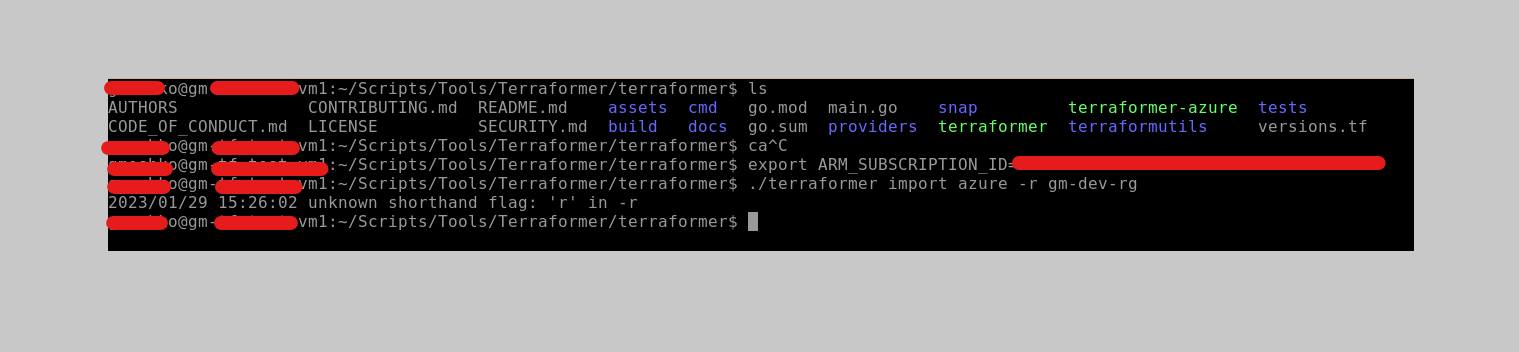 Terraformer - Azure - Import Error - unknown shorthand flag: 'R' in -R · Issue #1616 ...