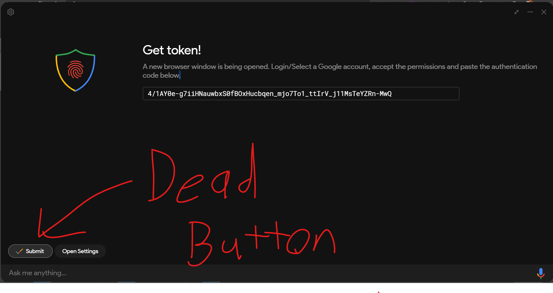 Stuck at the "Get token!" screen. Submit Button not functioning · Issue ...