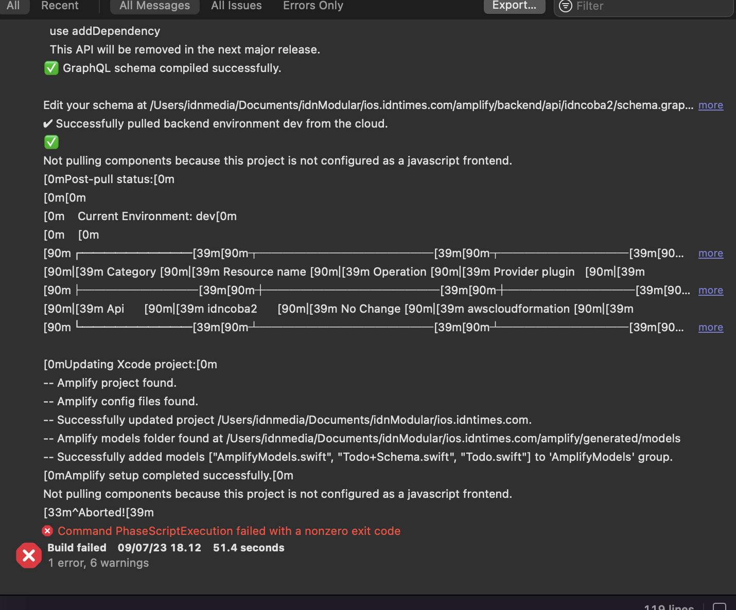 Amplify Pull Always Failed In Xcode Run Script · Issue 12921 · Aws