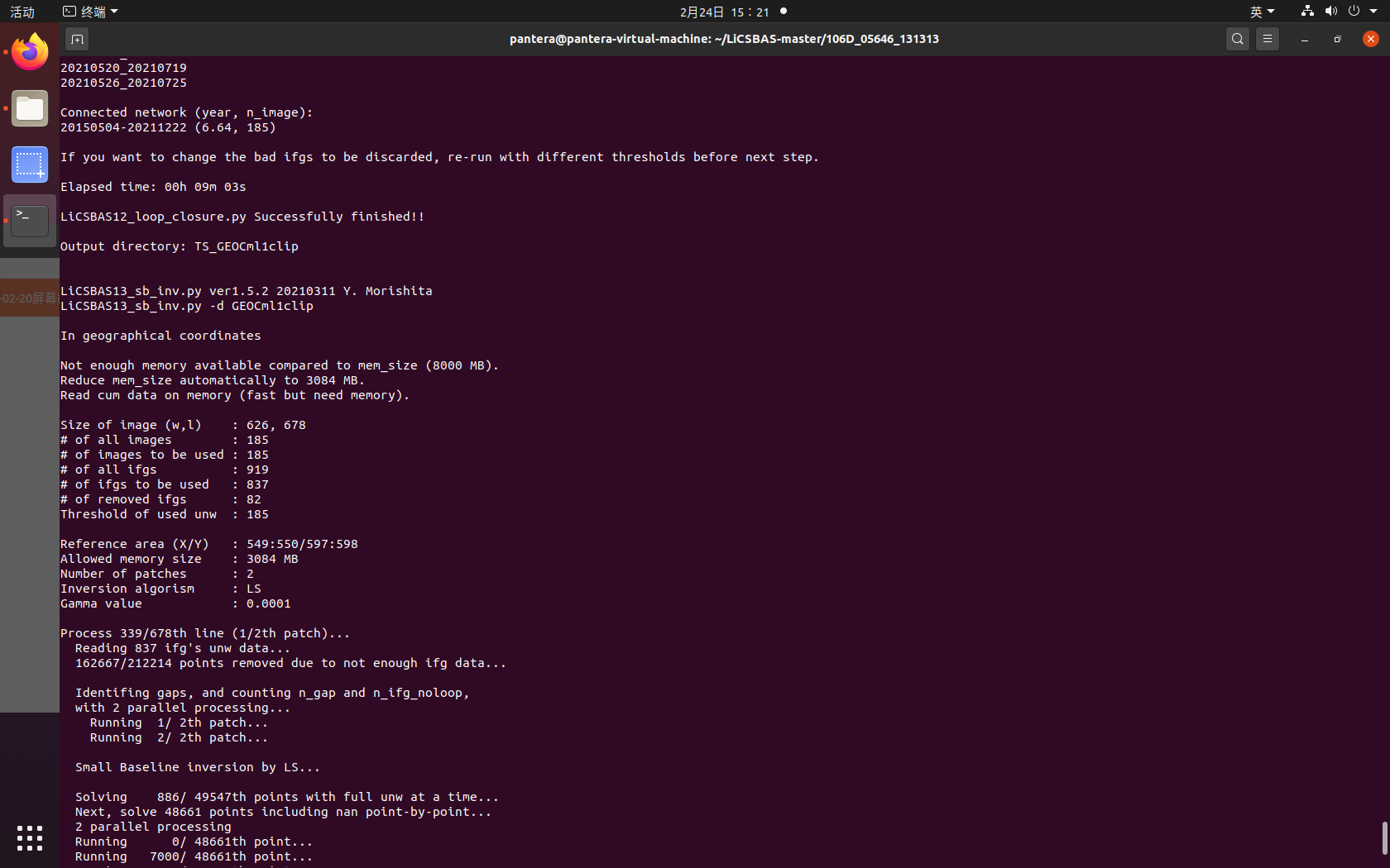 LiCSBAS13_sb_inv.py patch2 stucked · Issue #213 · yumorishita/LiCSBAS · GitHub