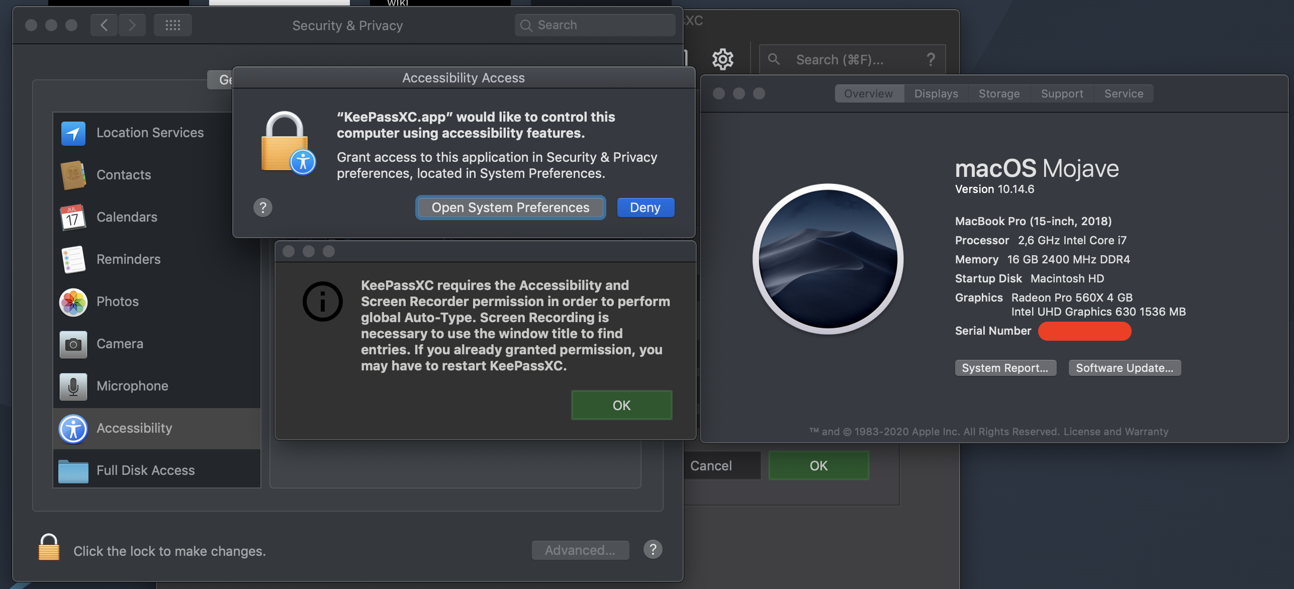 KeepassXC 2.6.0 requests for 'Screen Recording' permission on MacOS Mojave · Issue #5224 ...