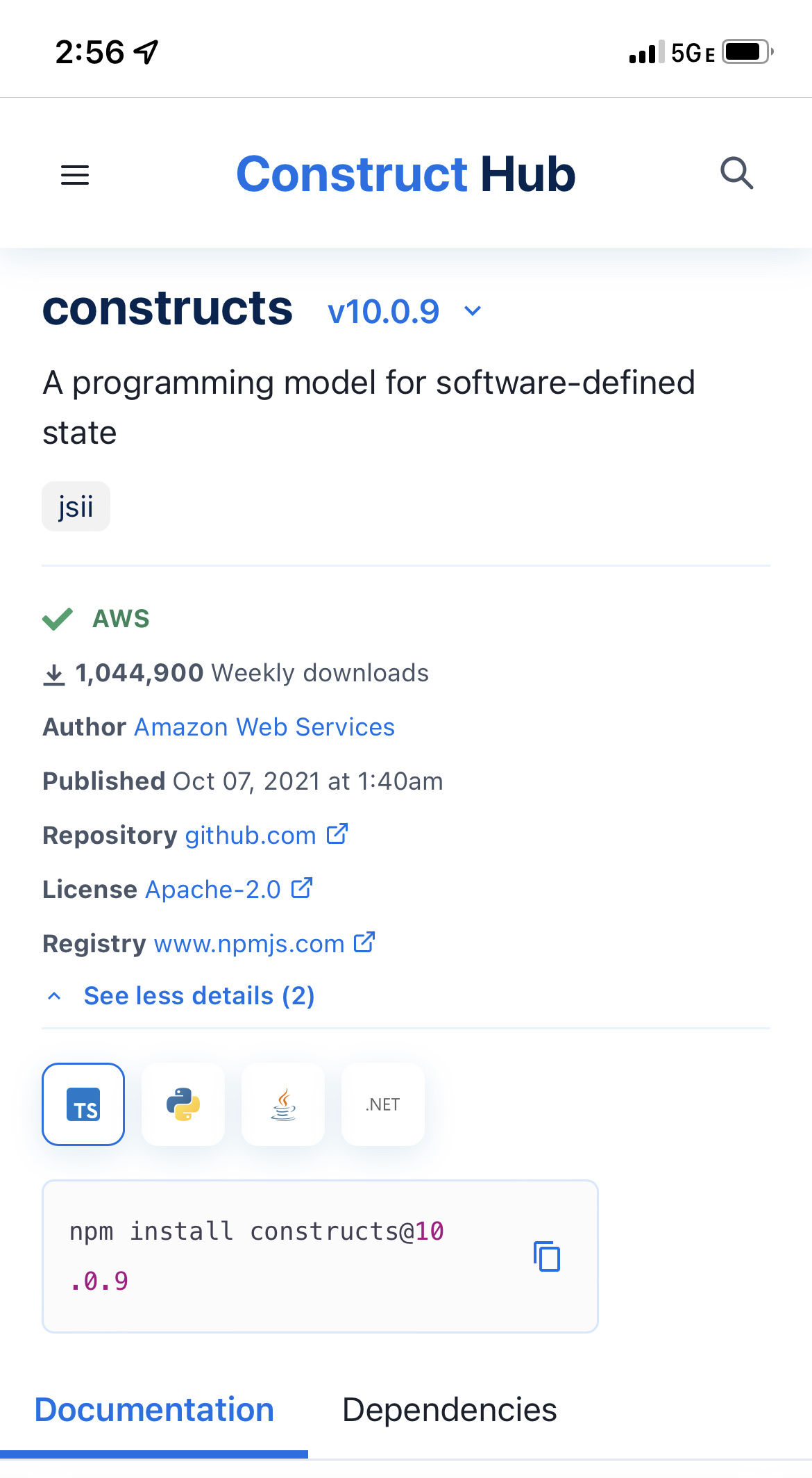 Install text should fill full screen width on mobile · Issue #745 · cdklabs/construct-hub-webapp ...