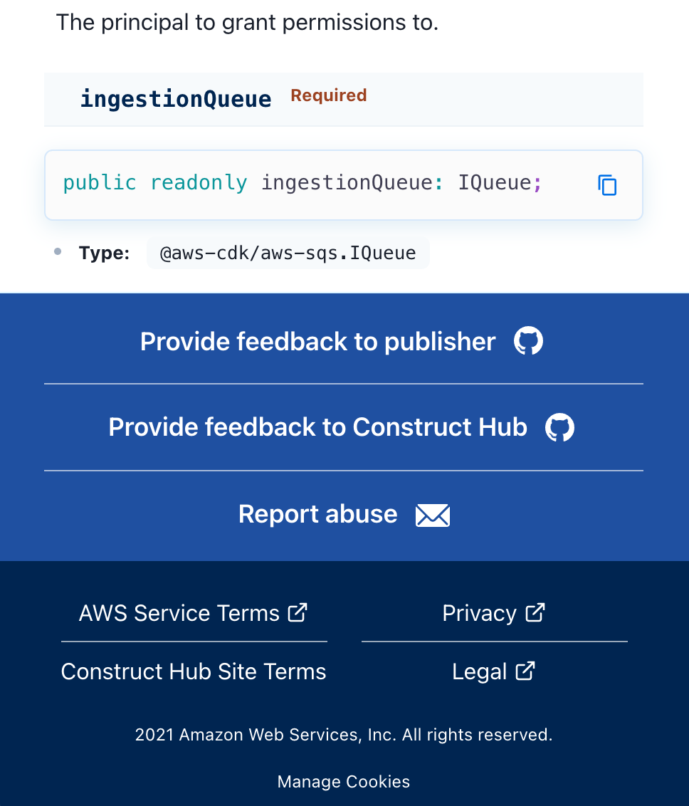 chore: merge from dev by Chriscbr · Pull Request #806 · cdklabs/construct-hub-webapp · GitHub
