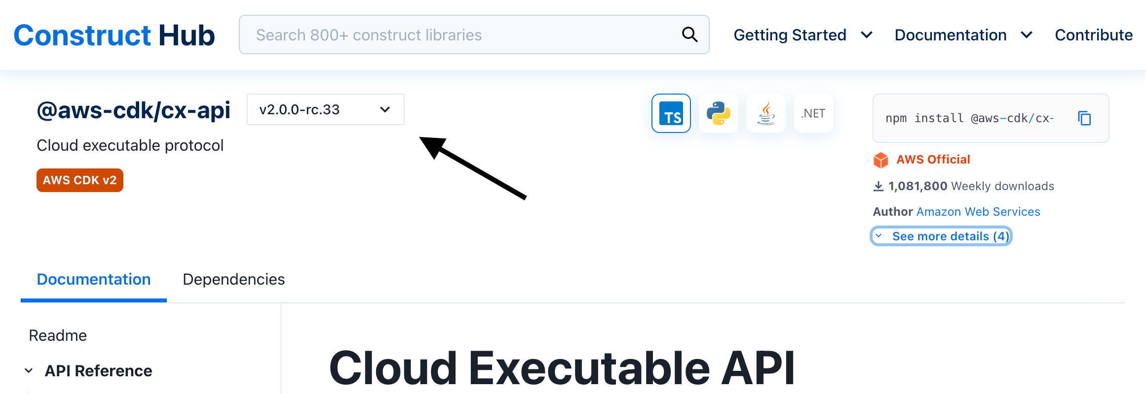 Add support to all versions of all packages · Issue #517 · cdklabs/construct-hub-webapp · GitHub