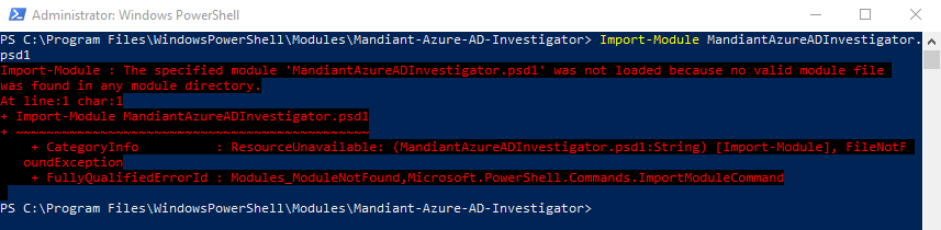 Error with MandiantAzureADInvestigator.psd1 · Issue #3 · mandiant/Mandiant-Azure-AD-Investigator ...