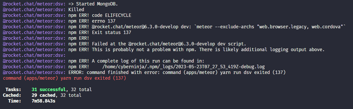 Rocket Chat Dev Script Error · Issue #29330 · RocketChat/Rocket.Chat · GitHub